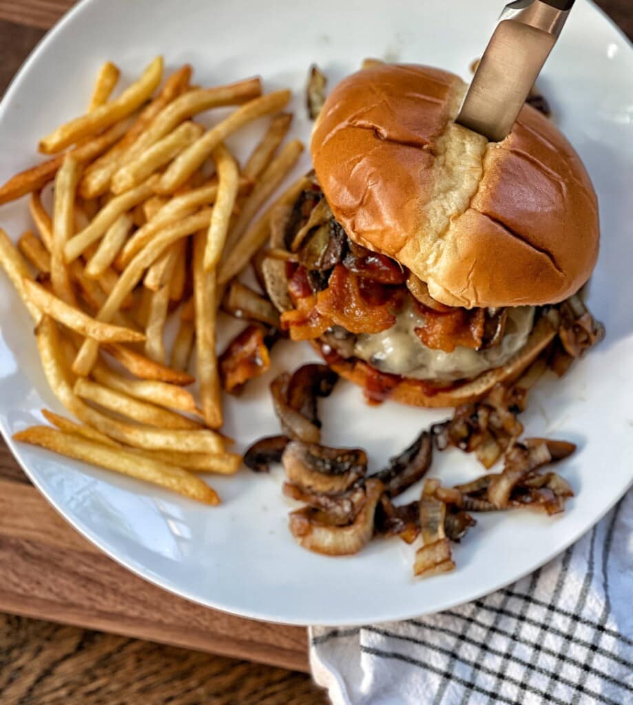 Bacon, Mushroom and Swiss Burger - Sweet Savory and Steph