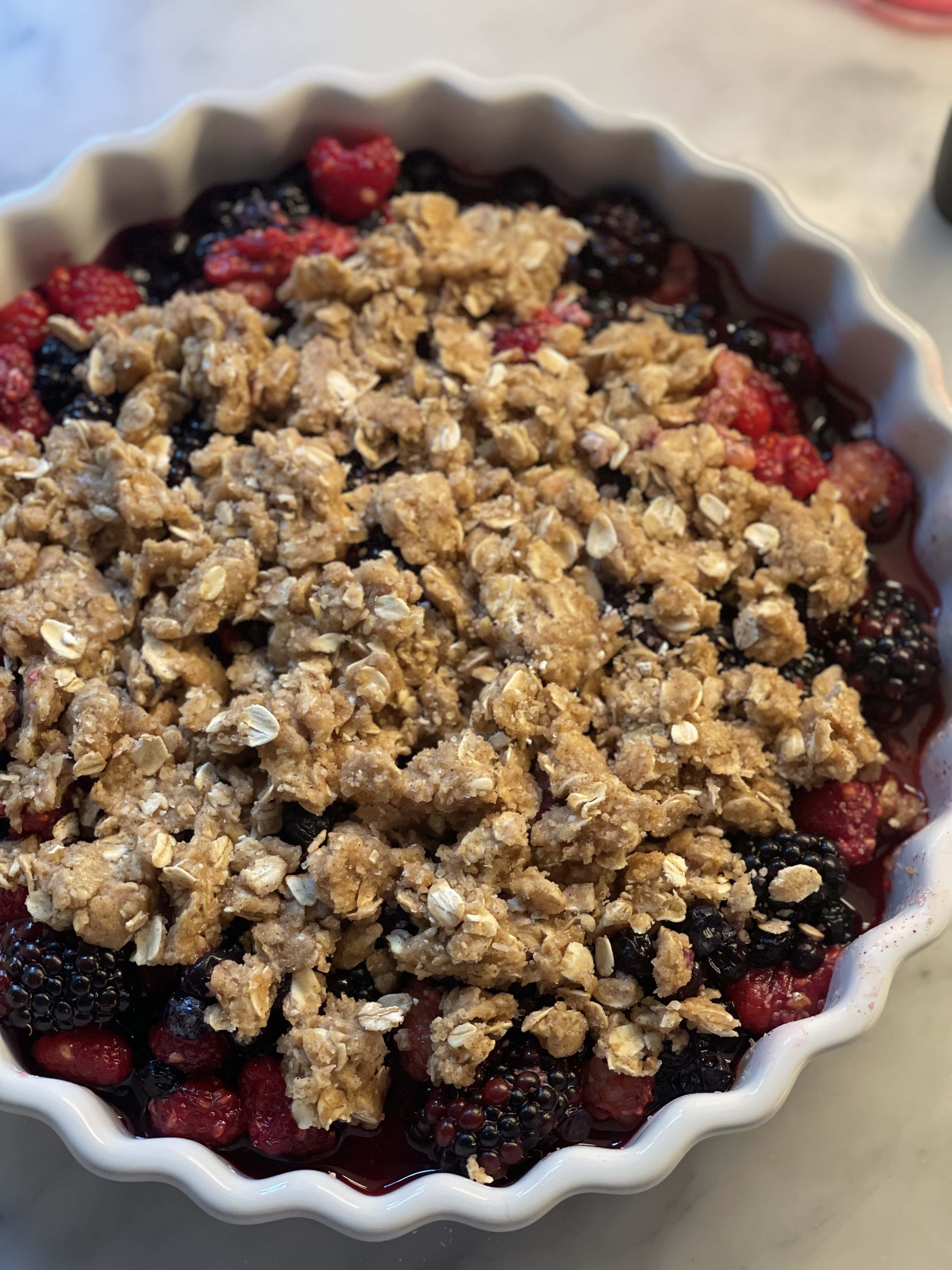 Healthy Baked Berry Crisp - Sweet Savory and Steph