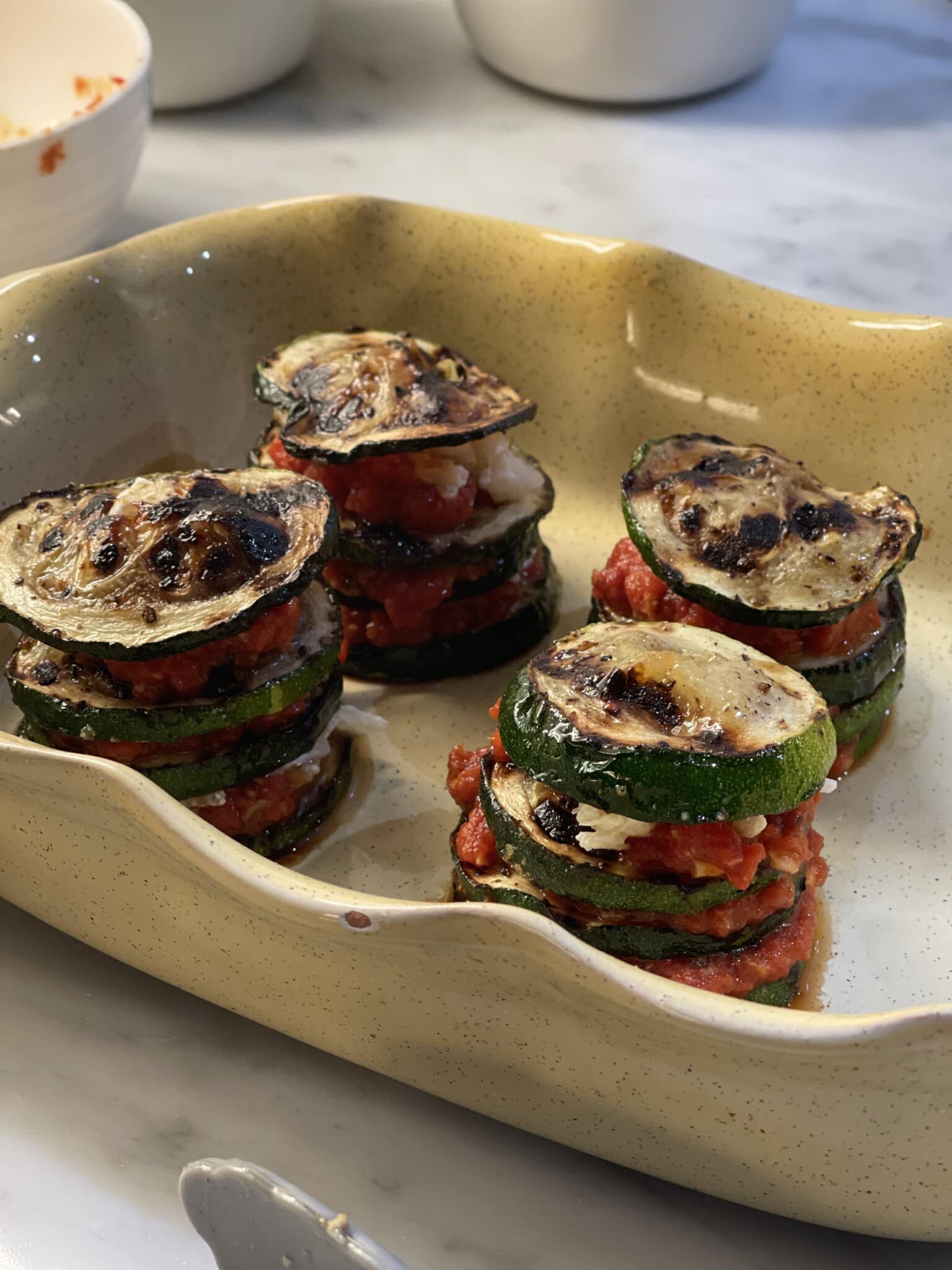 Cheesy Grilled Zucchini Stacks - Sweet Savory and Steph