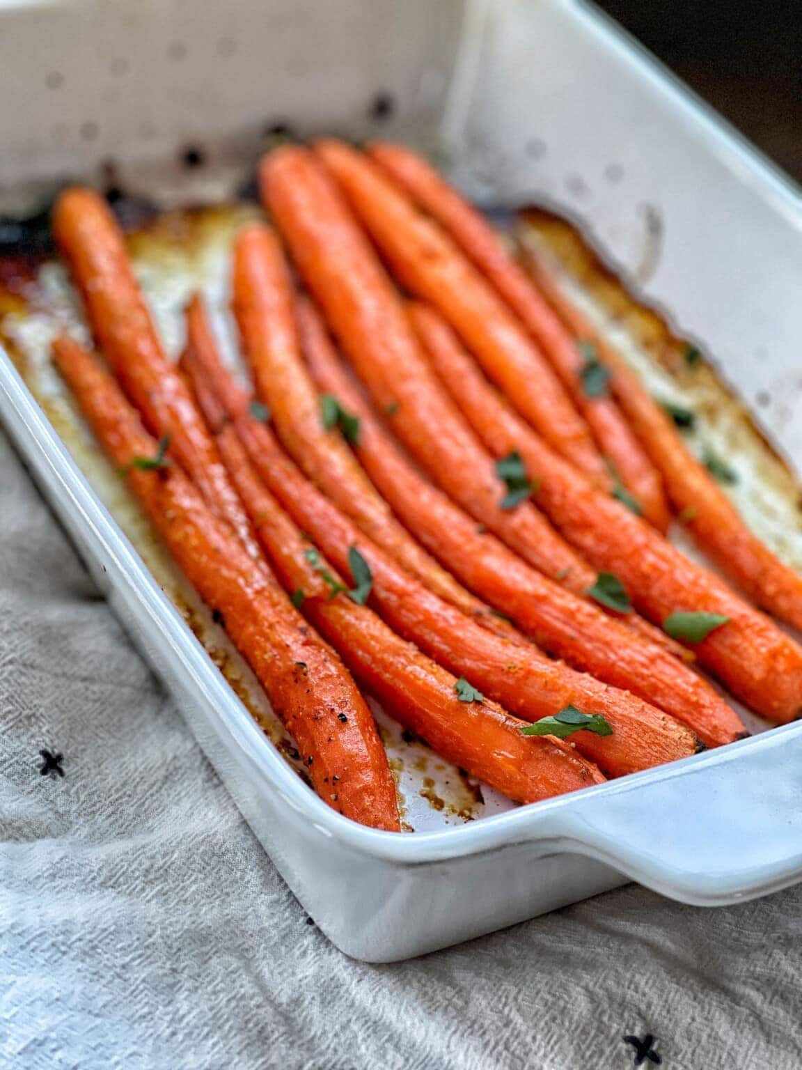 Maple Ginger Roasted Carrots - Sweet Savory and Steph