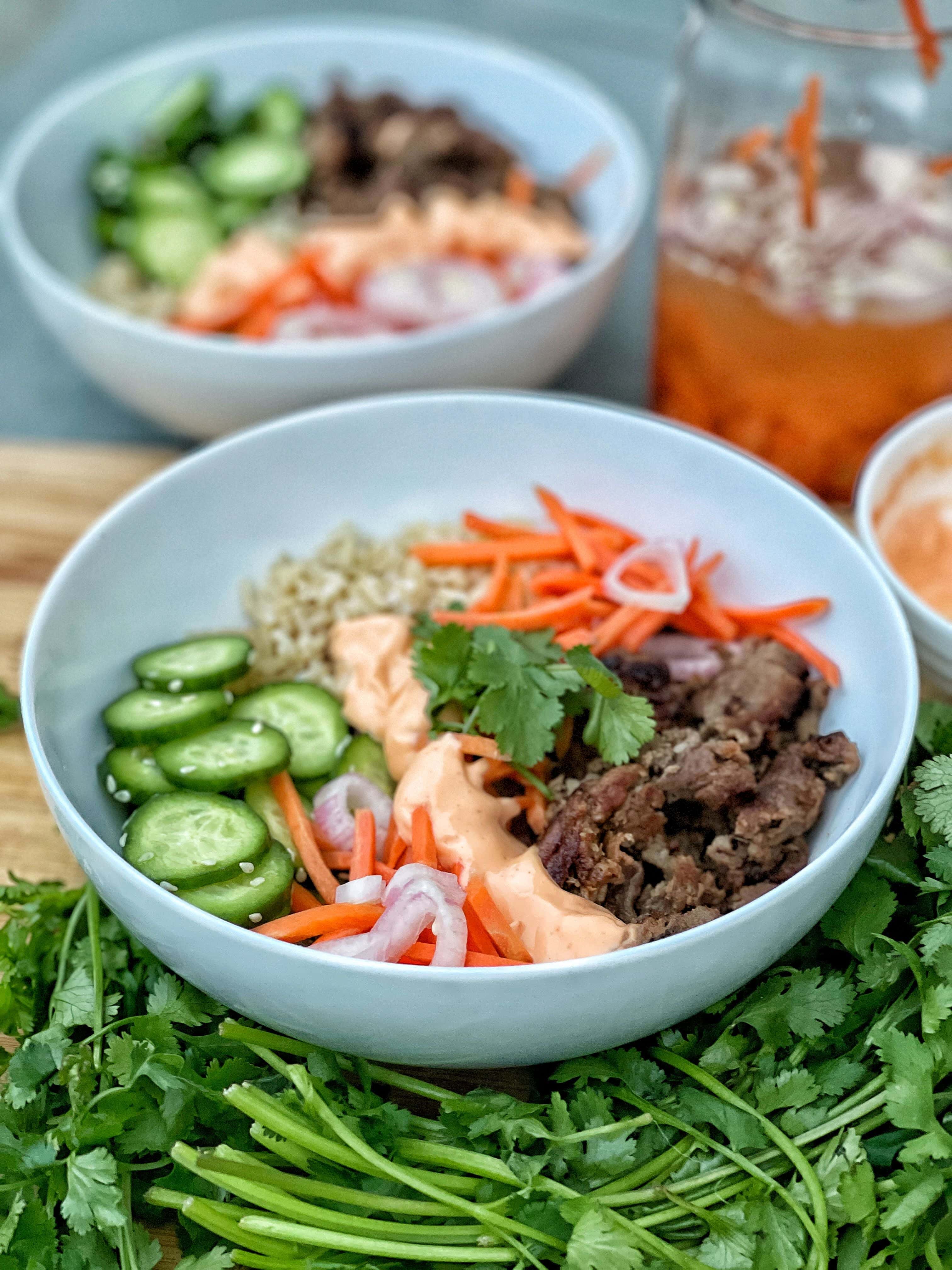 Vietnamese-Inspired Beef Bowls - Sweet Savory and Steph