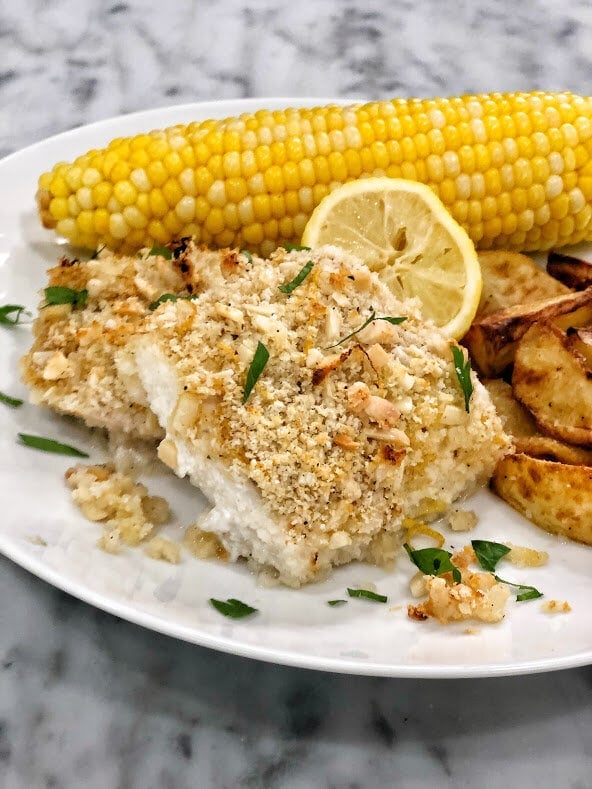 almond-crusted cod - Sweet Savory and Steph