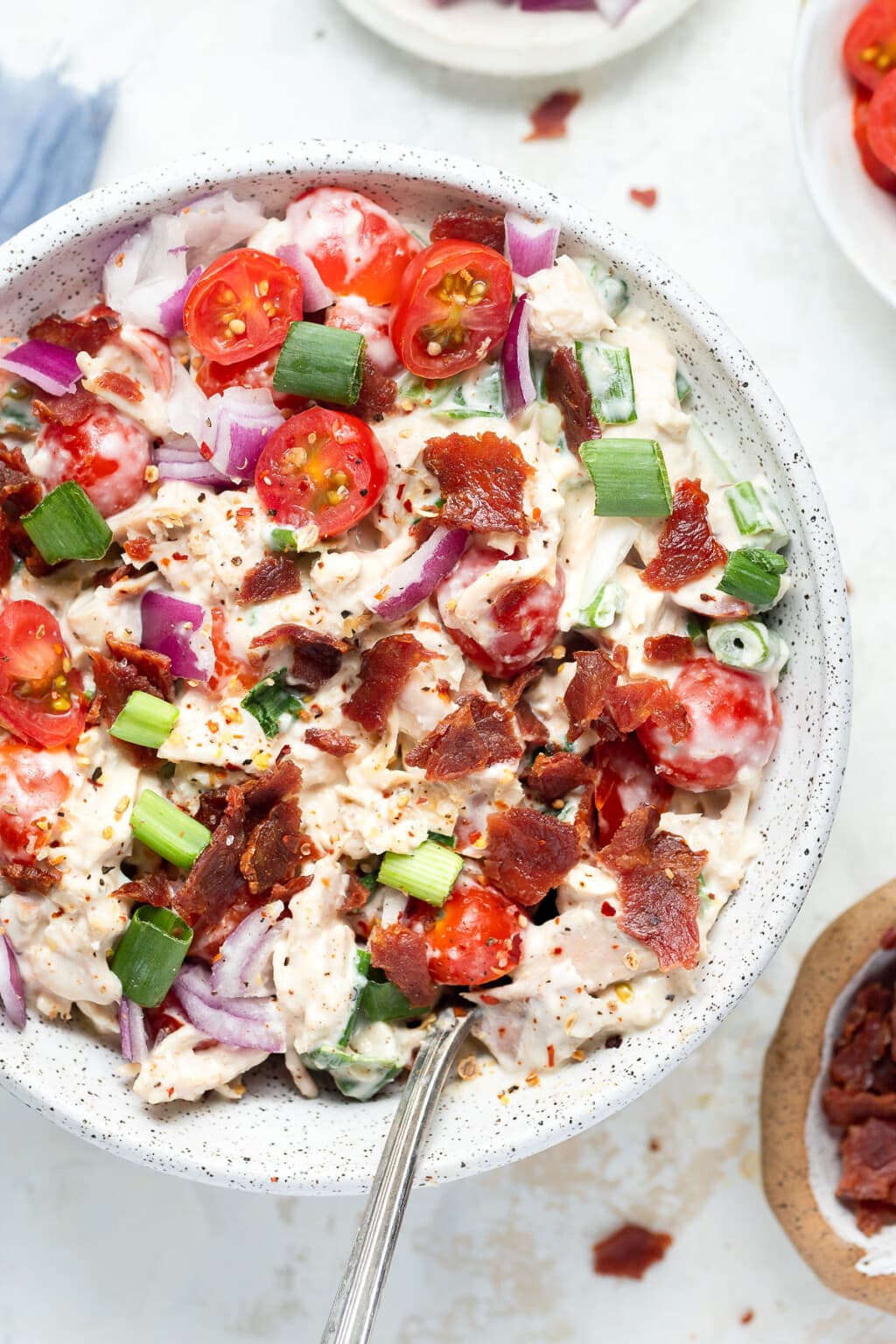Healthy BLT Chicken Salad - Sweet Savory and Steph