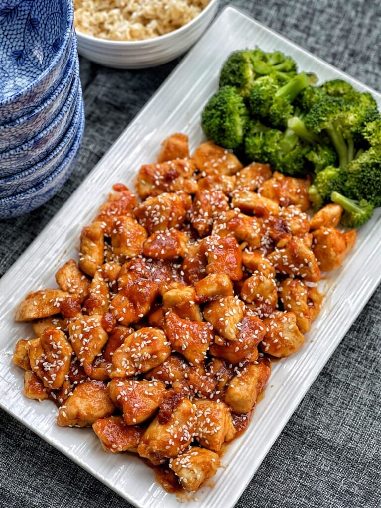 Lightened-Up Sesame Chicken - Sweet Savory and Steph