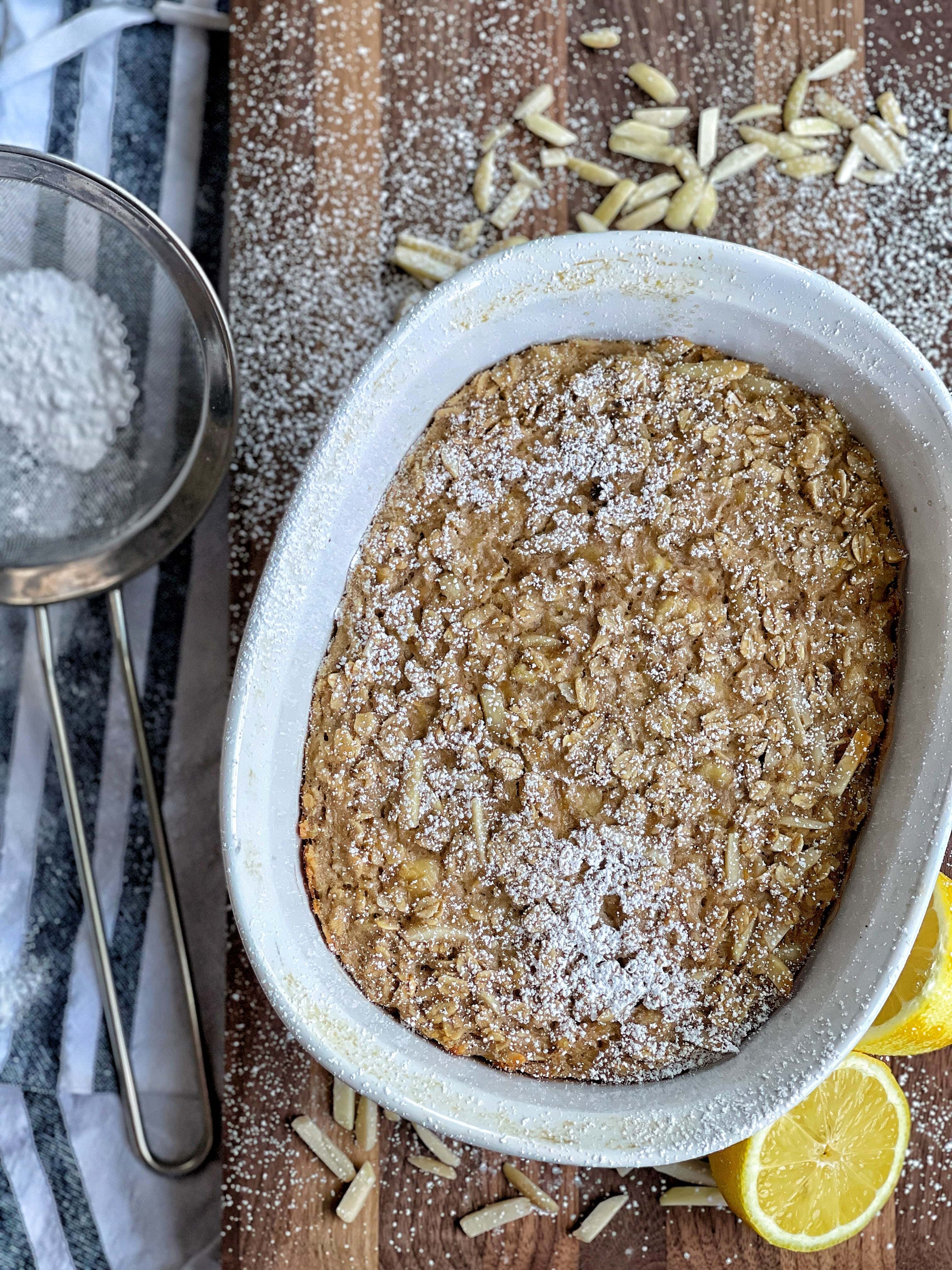 Lemon Almond Baked Oatmeal - Sweet Savory and Steph