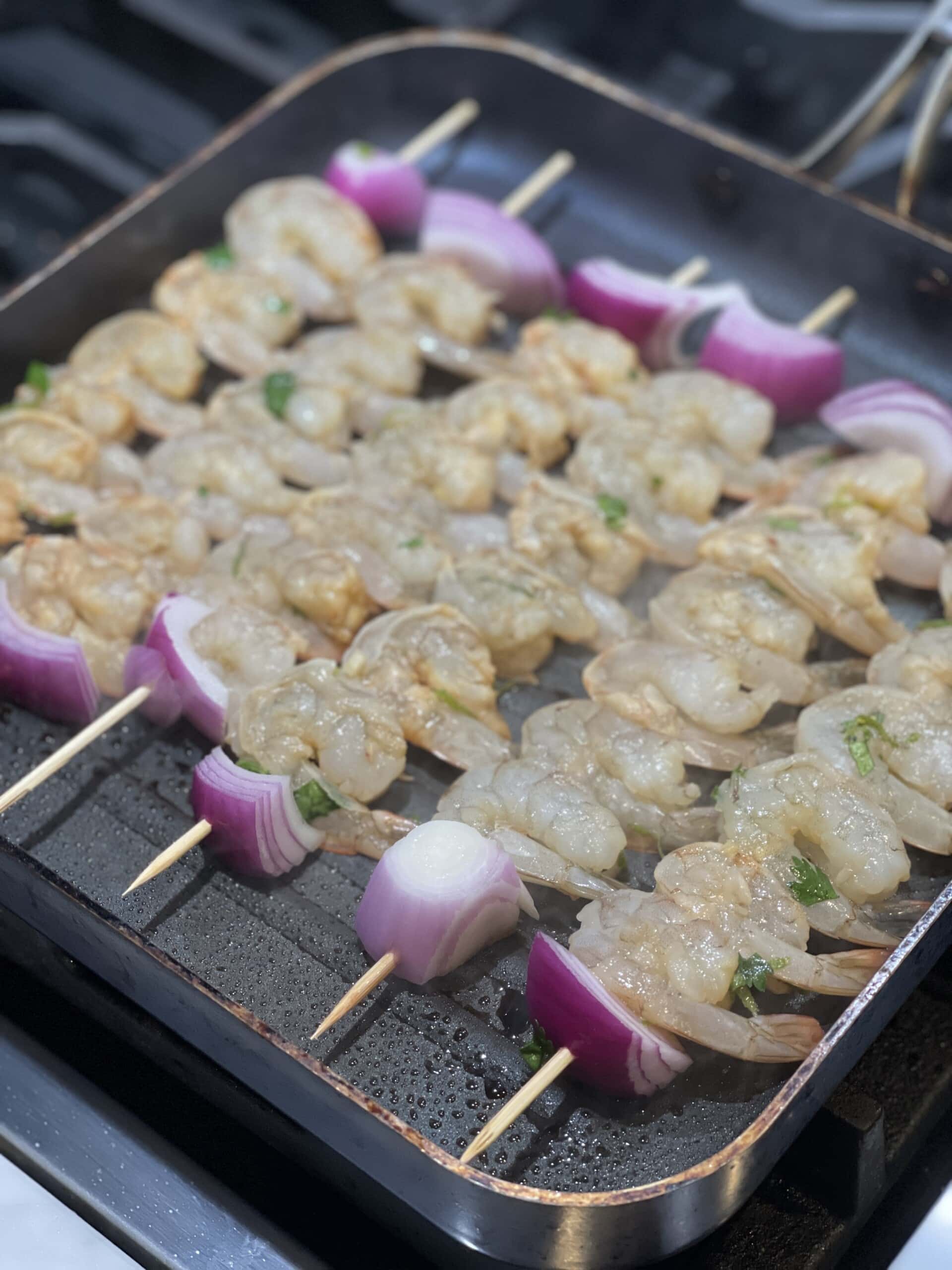 Shrimp Skewers with Peanut Sauce - Sweet Savory and Steph