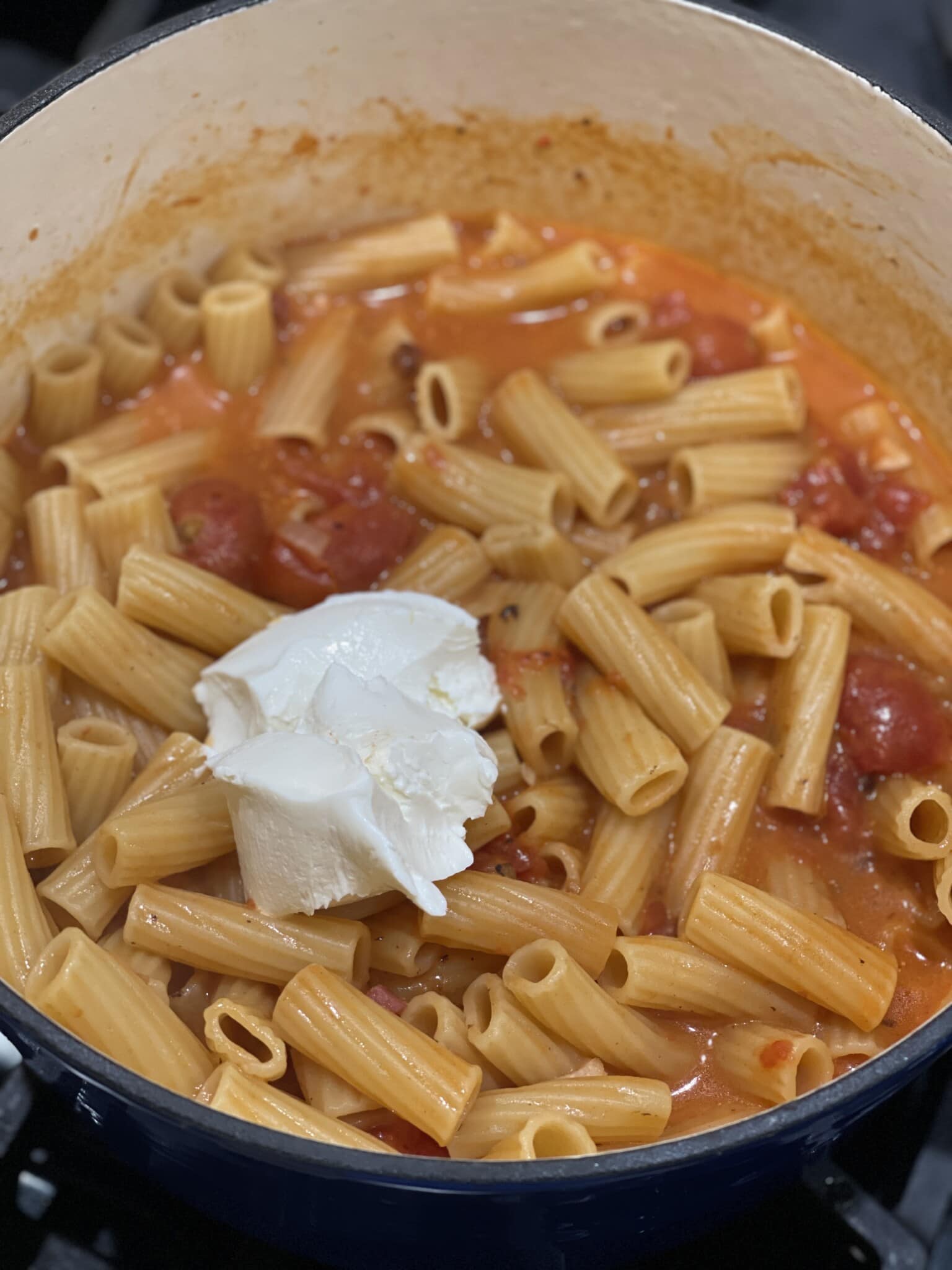 One Pot Rigatoni in Pink Sauce - Sweet Savory and Steph