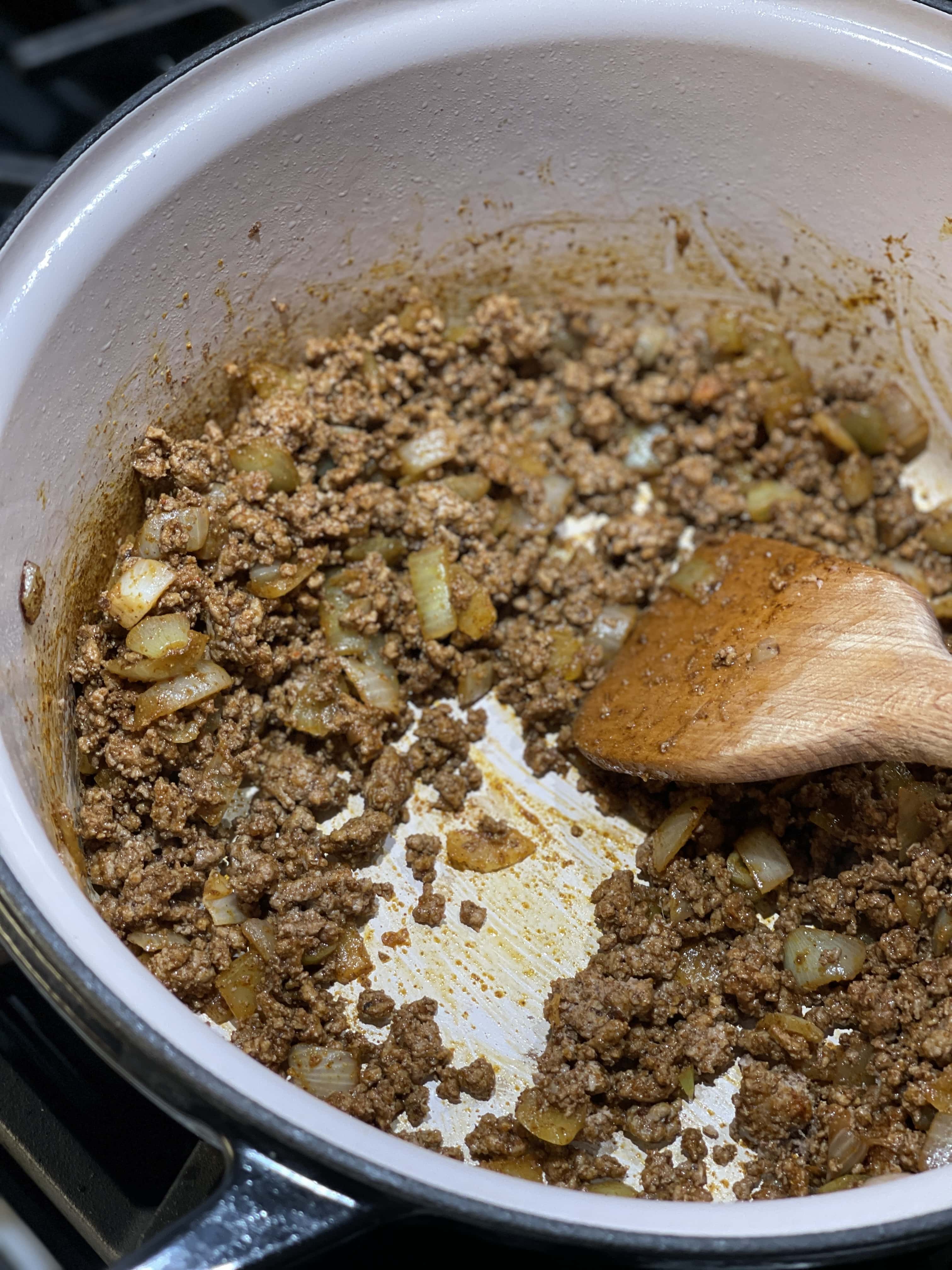 Lightened-Up Chili with Cornbread Topping - Sweet Savory and Steph