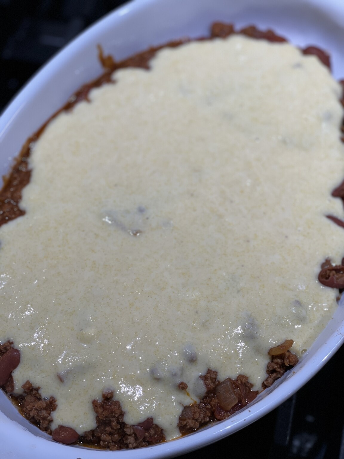 Lightened-Up Chili with Cornbread Topping - Sweet Savory and Steph