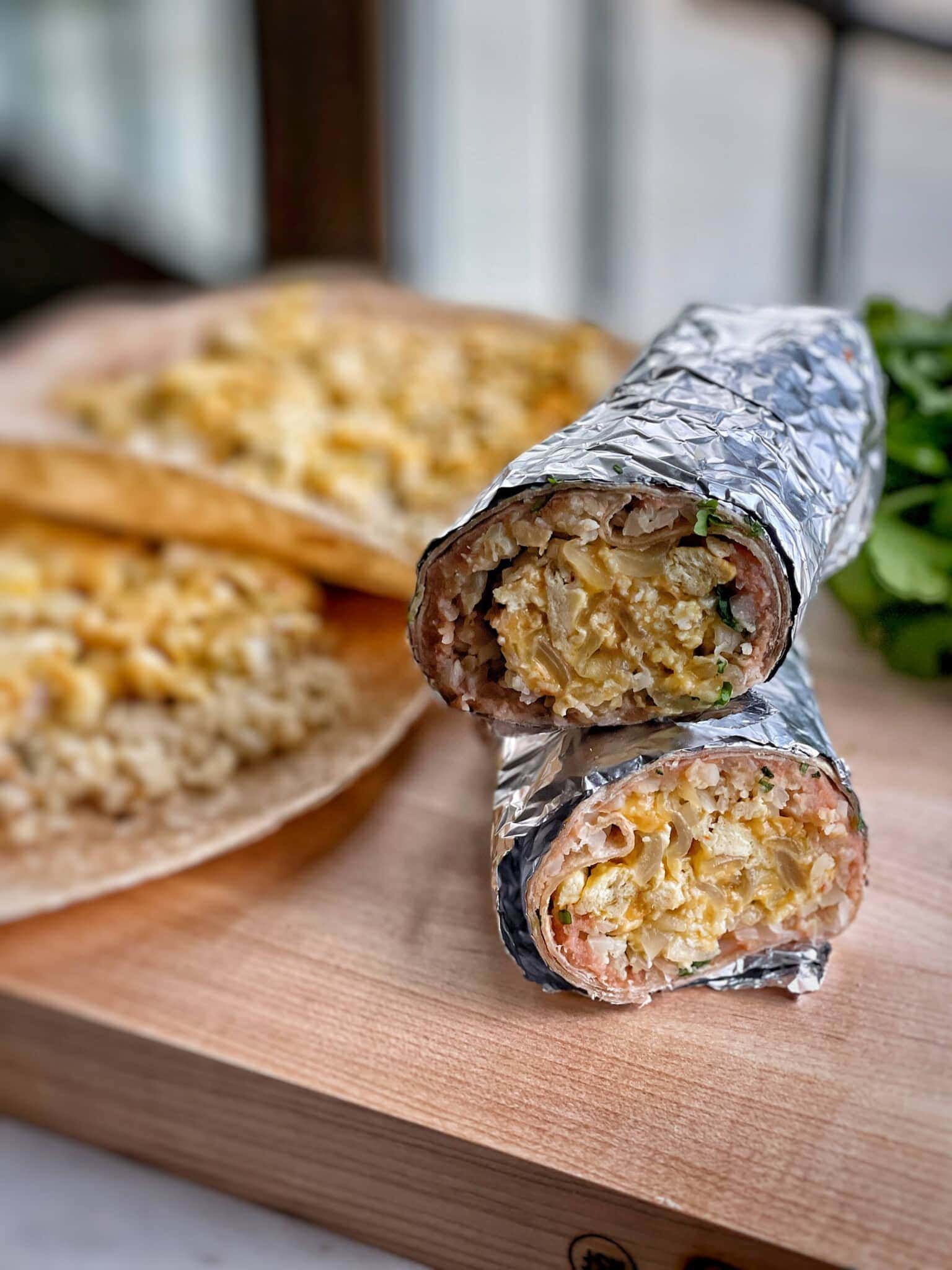 Breakfast Burritos with Cilantro Lime Cauliflower Rice - Sweet Savory ...