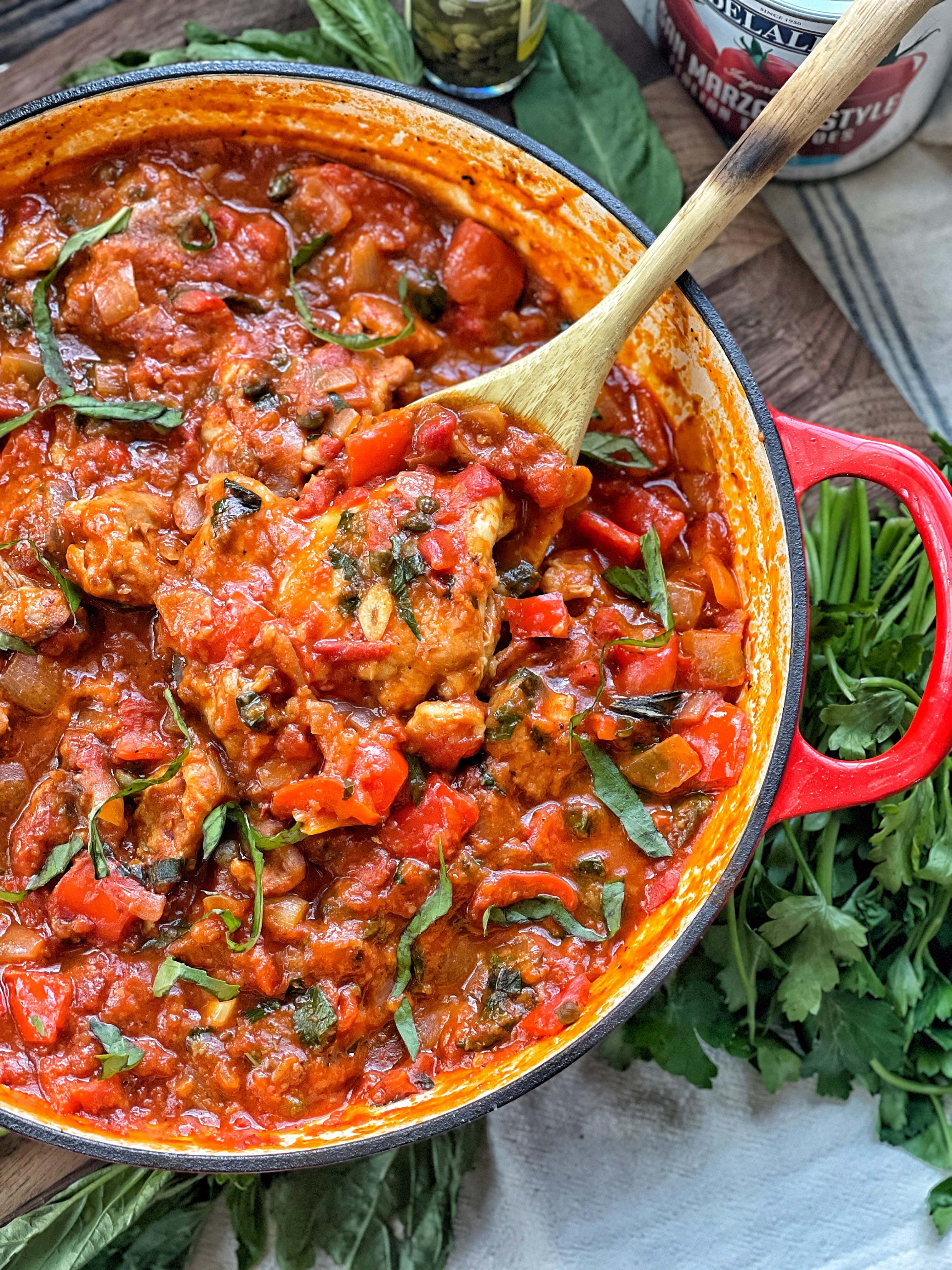 Healthy Chicken Cacciatore - Sweet Savory and Steph
