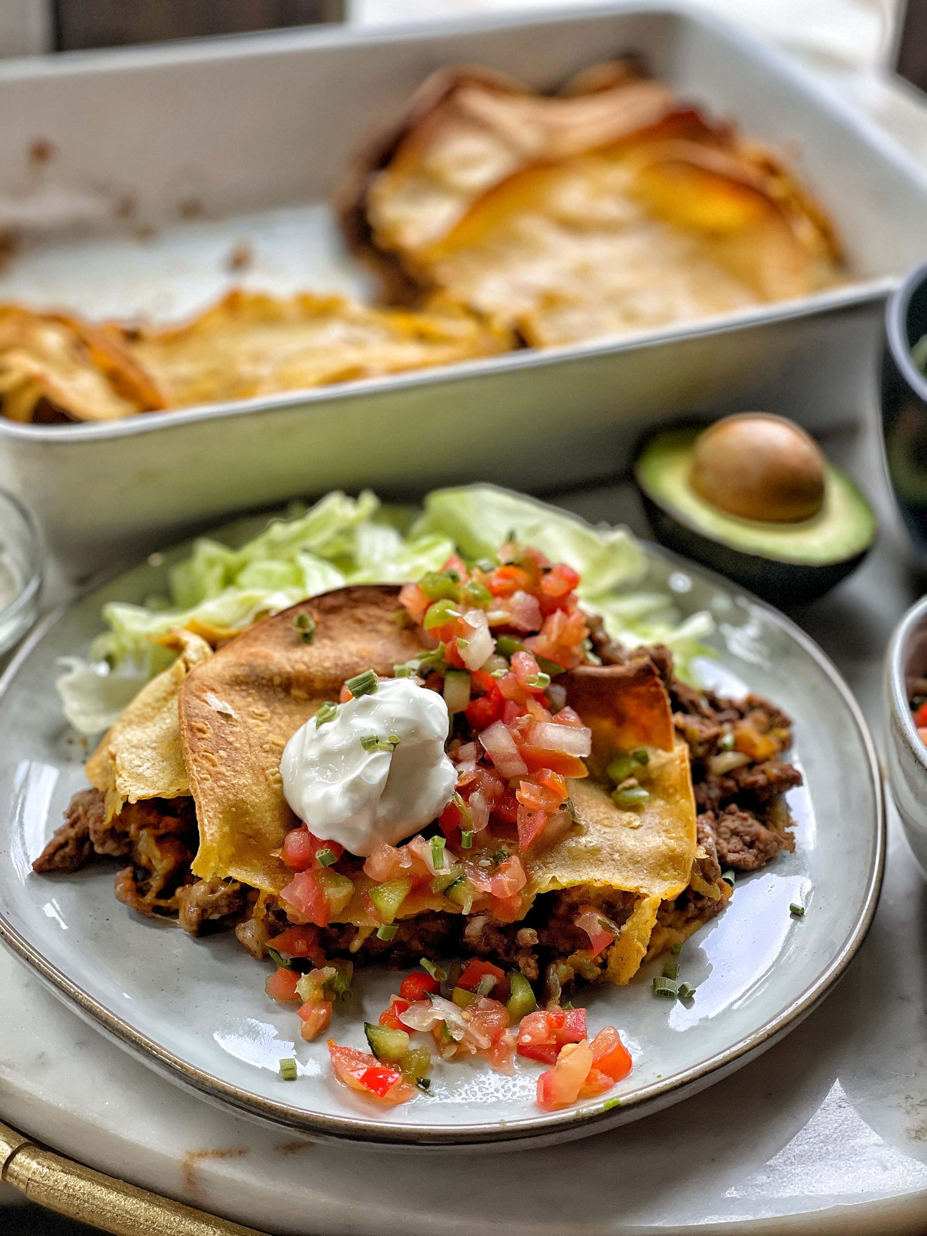 Lean Beef Tostada Bake - Sweet Savory and Steph
