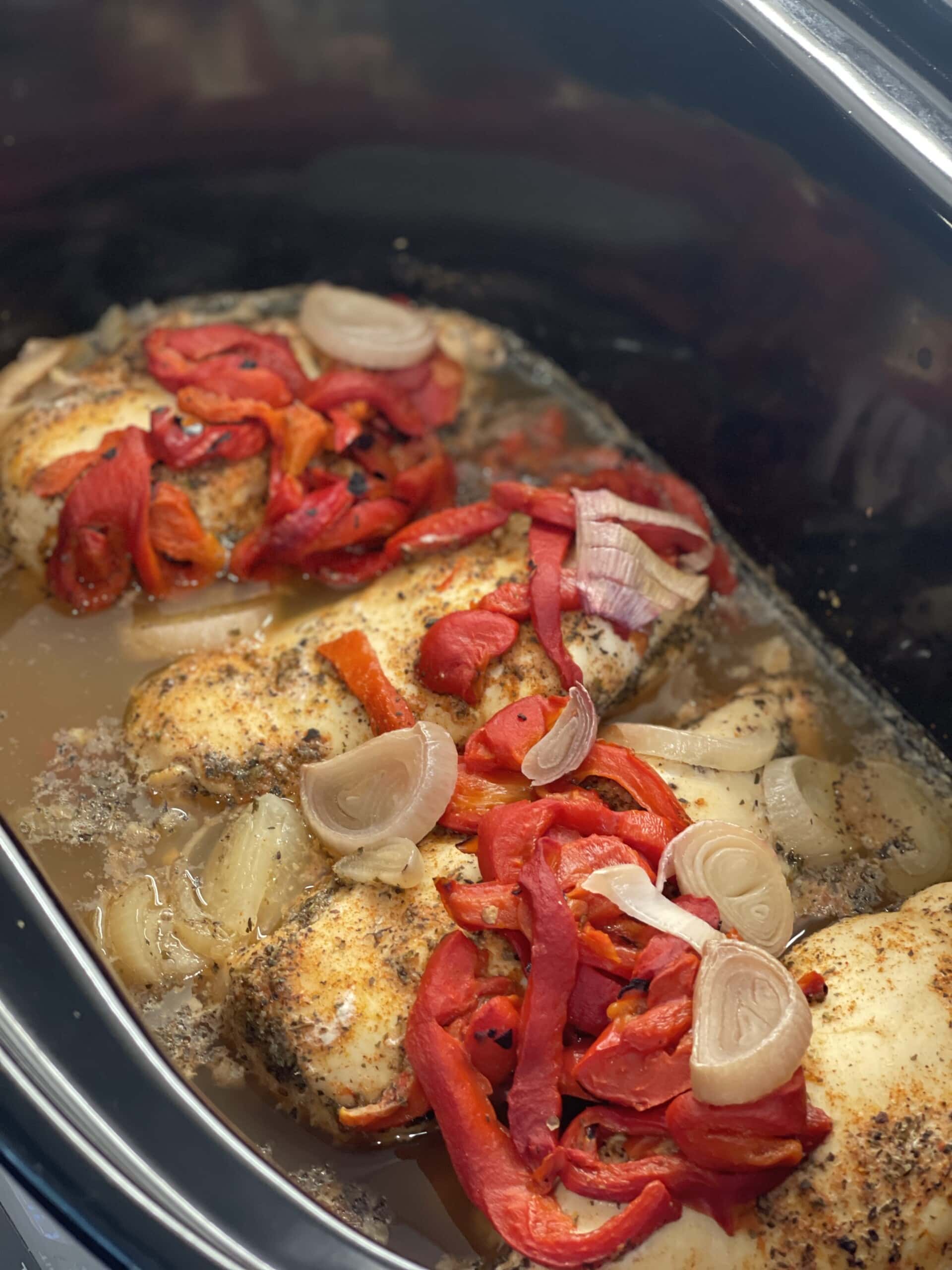 Light Slow Cooker Florentine Chicken - Sweet Savory and Steph