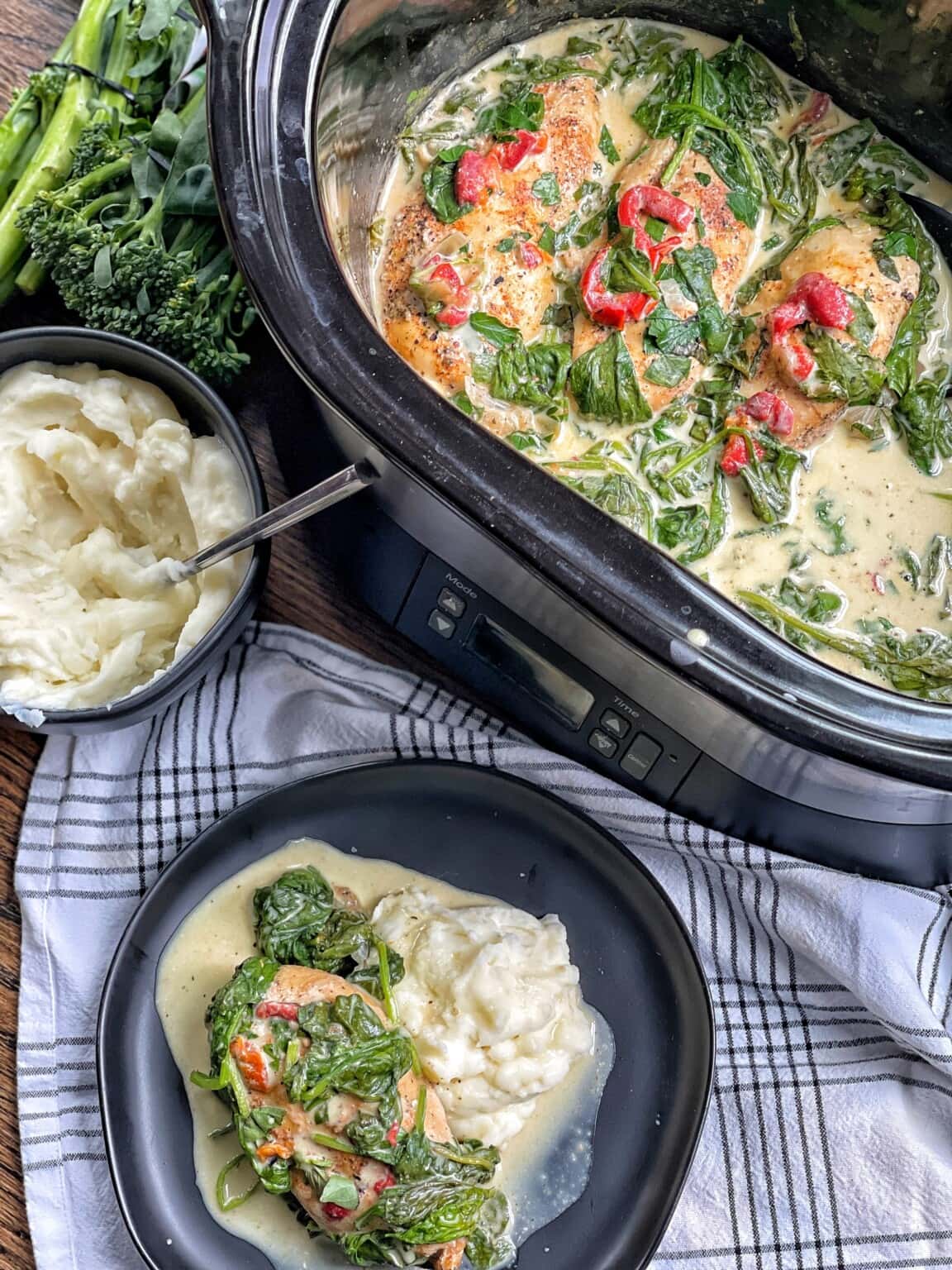 Light Slow Cooker Florentine Chicken - Sweet Savory and Steph