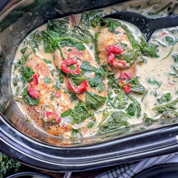 Light Slow Cooker Florentine Chicken - Sweet Savory and Steph
