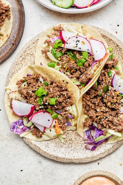 Asian-Inspired Healthy Ground Beef Tacos - Sweet Savory and Steph