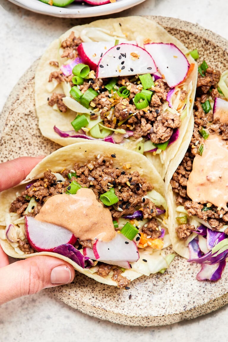 Asian-Inspired Healthy Ground Beef Tacos - Sweet Savory and Steph