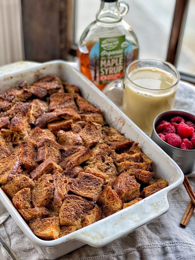Lightened-Up Holiday Spiced French Toast Bake - Sweet Savory and Steph