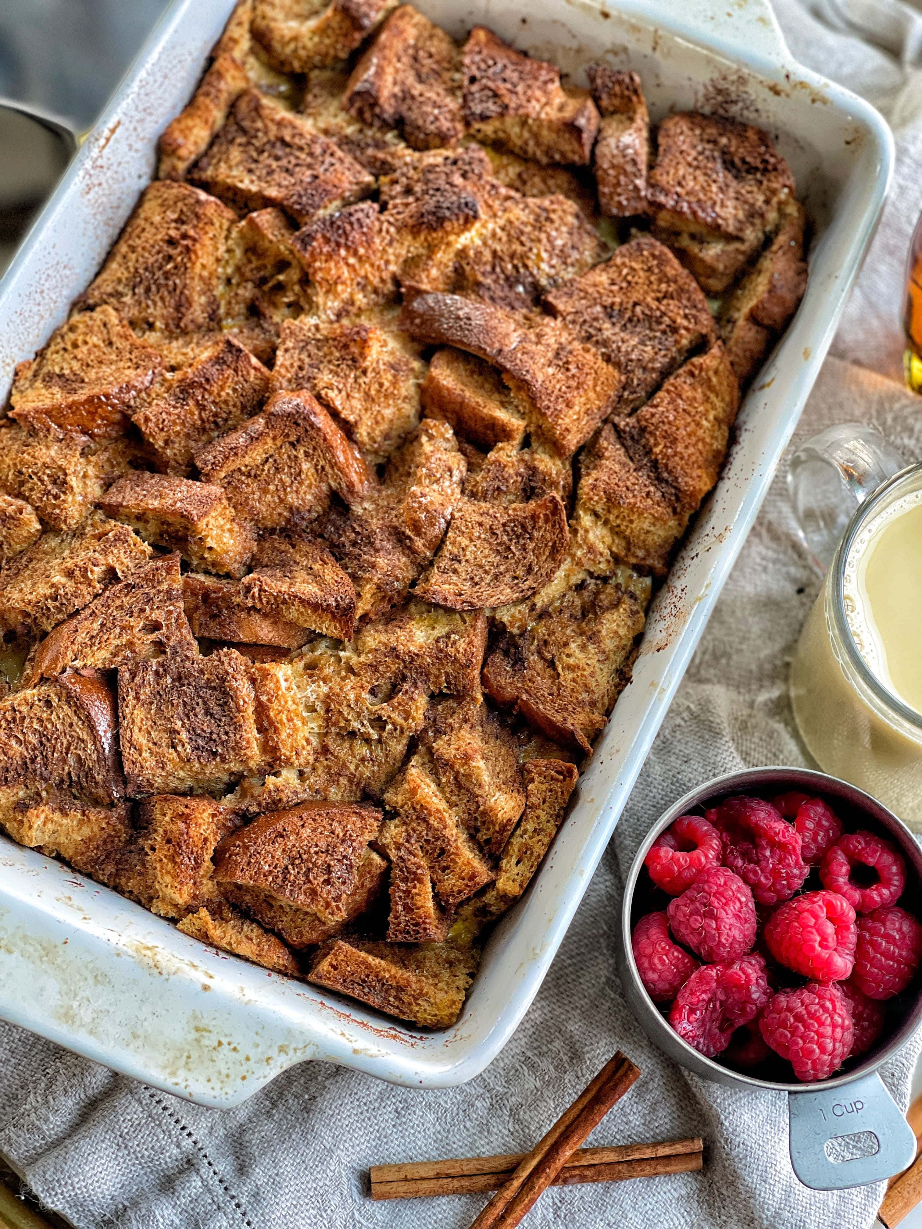 Lightened-Up Holiday Spiced French Toast Bake - Sweet Savory and Steph