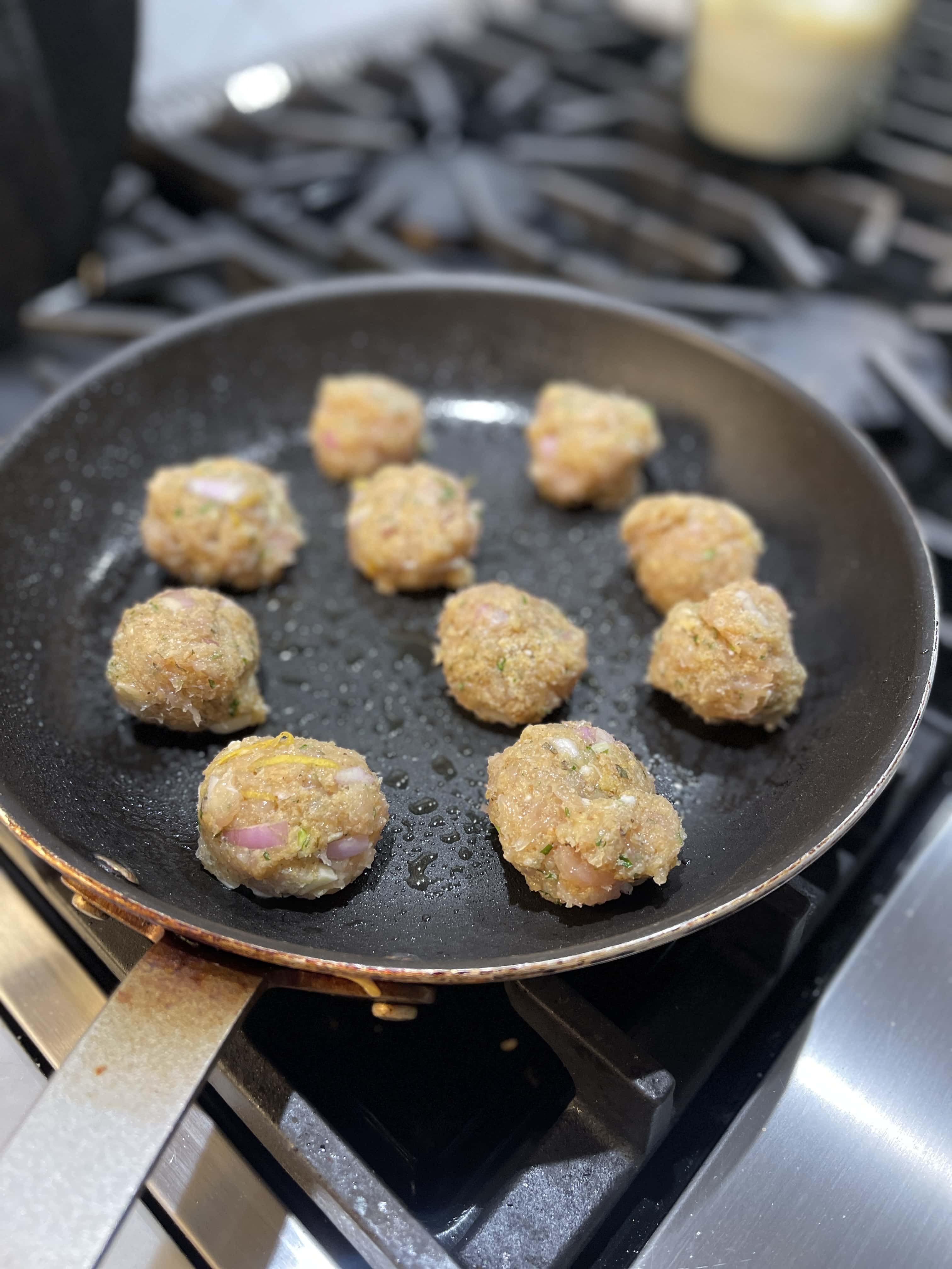 Skinny Florentine Chicken Meatballs in Pan Sauce - Sweet Savory and Steph