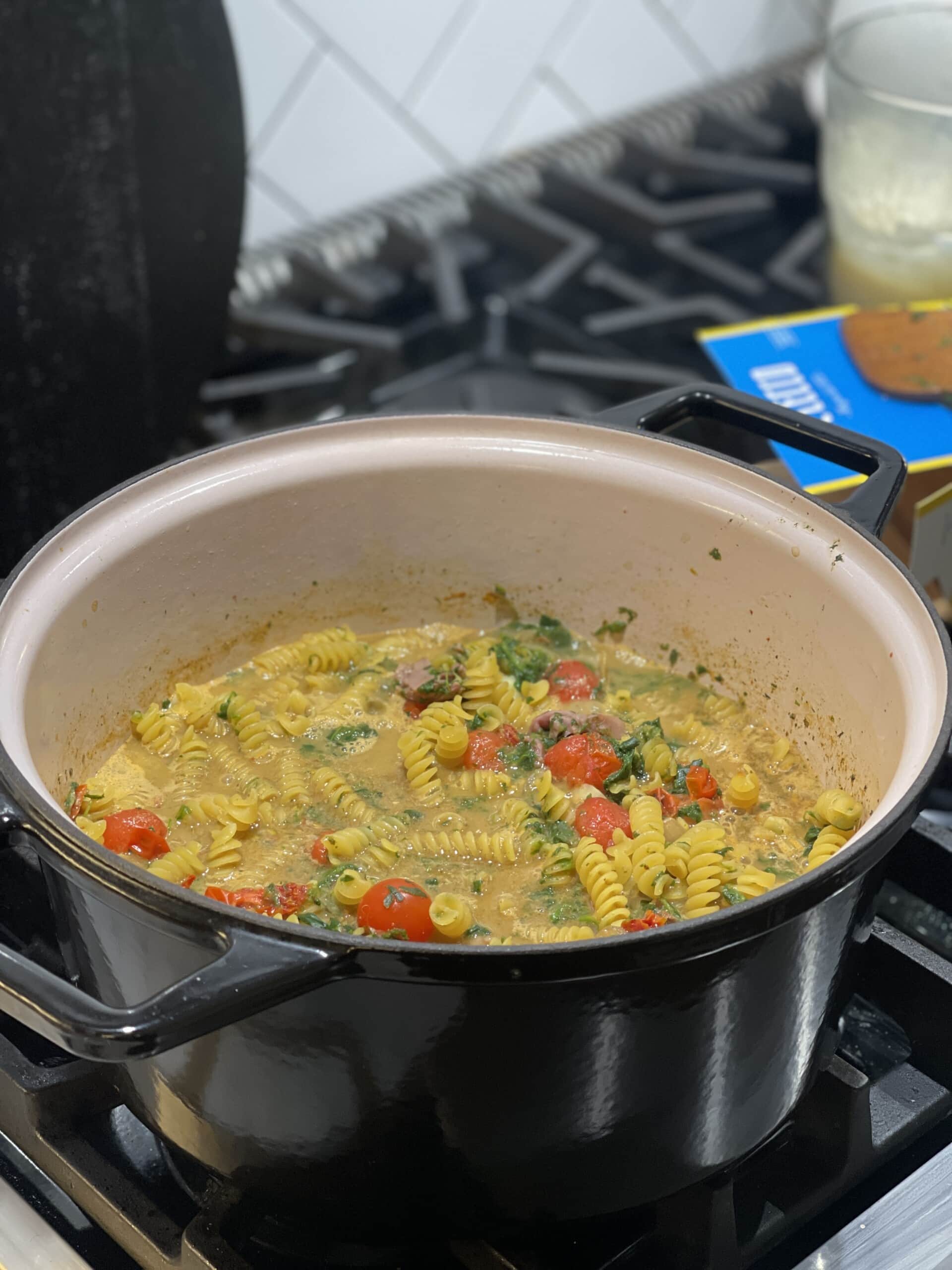 Healthy One Pot Tuscan Pasta - Sweet Savory and Steph