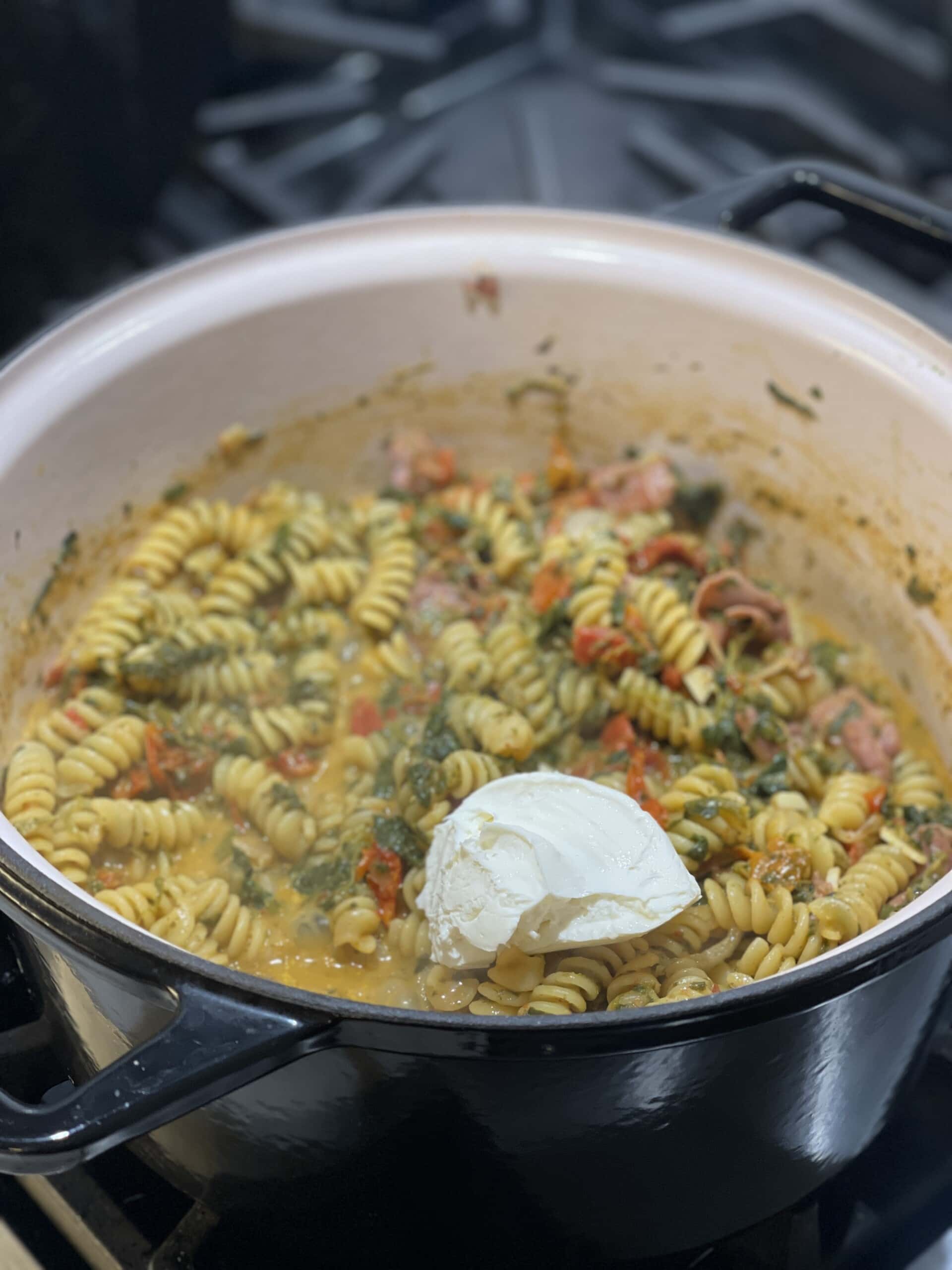 Healthy One Pot Tuscan Pasta - Sweet Savory and Steph