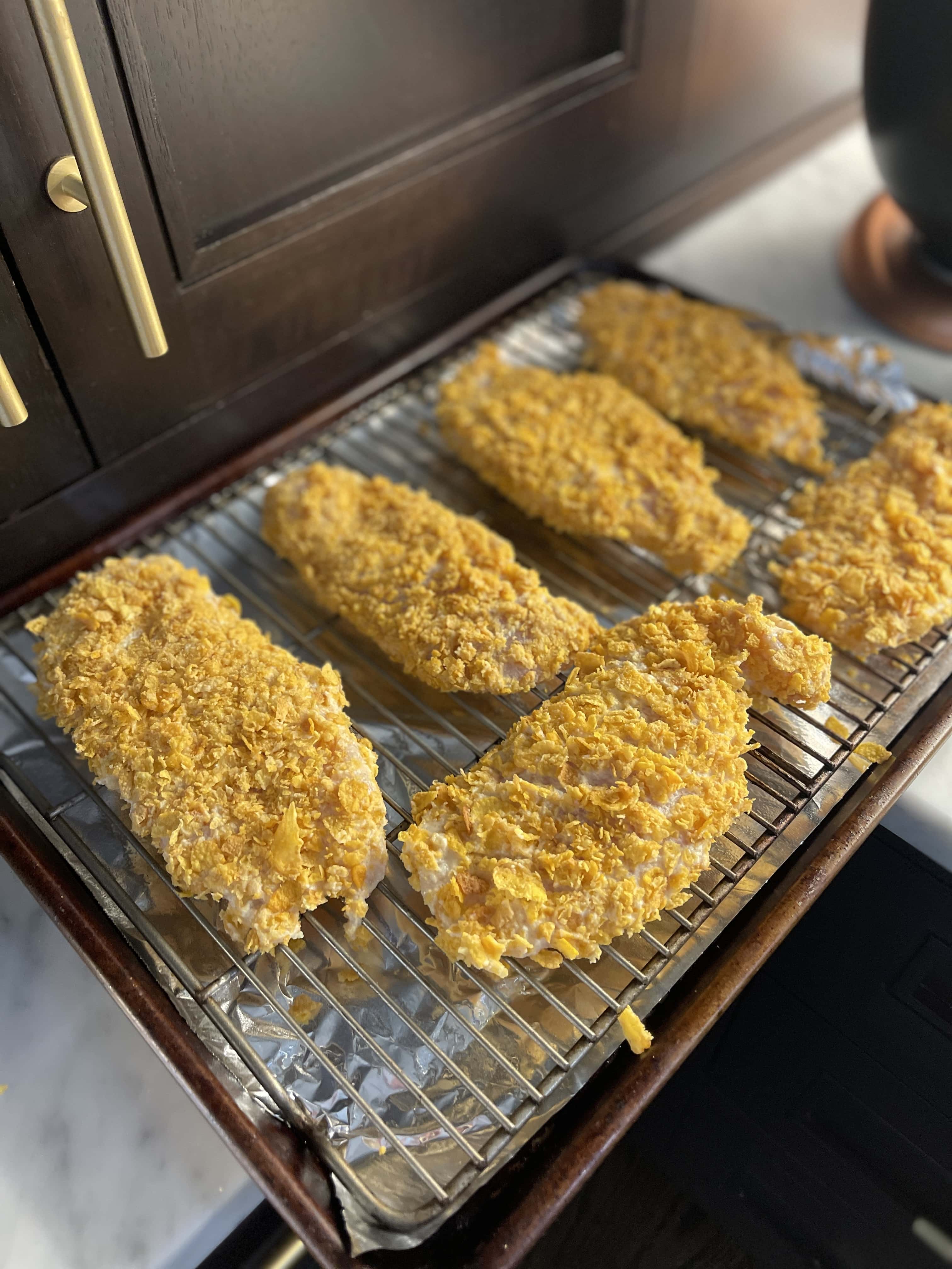 Healthy Oven Baked Cornflake Crusted Chicken - Sweet Savory and Steph