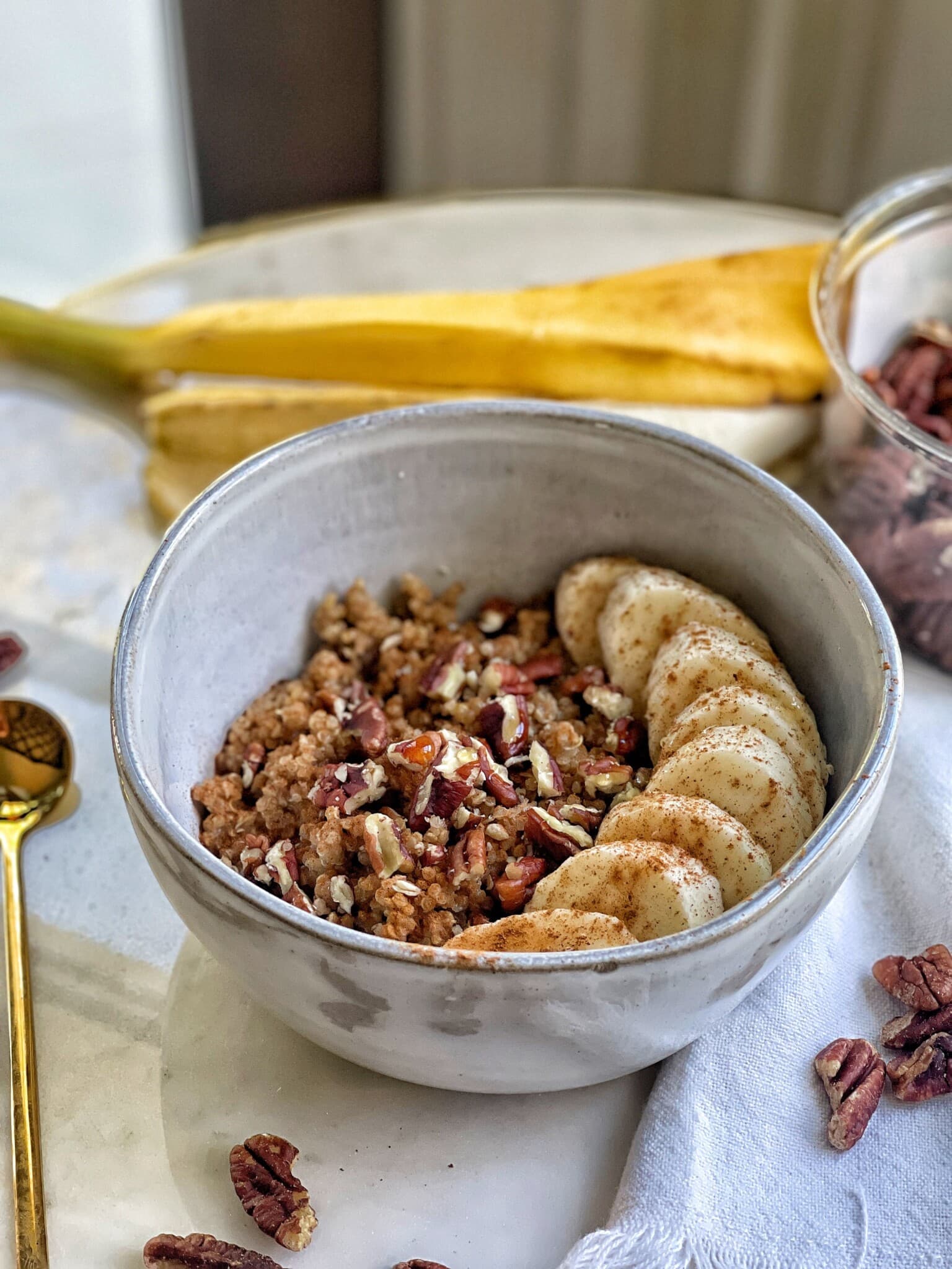 Sweet Quinoa Breakfast Oatmeal - Sweet Savory and Steph