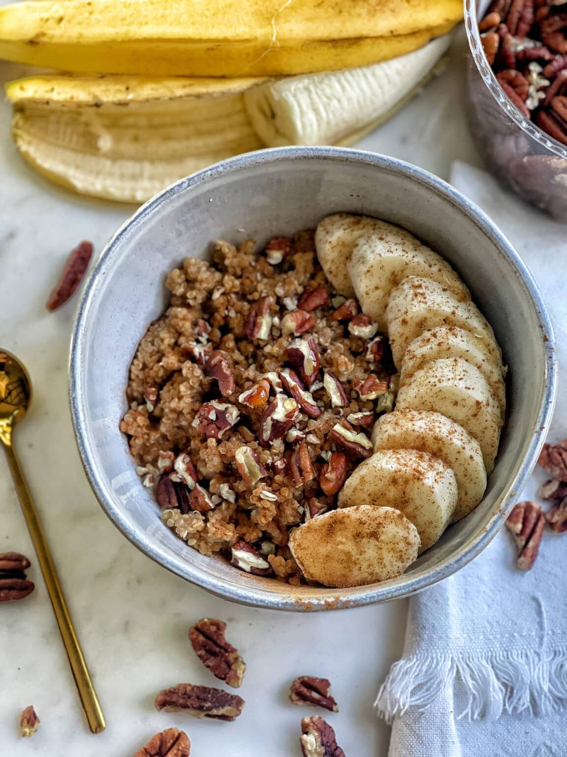 Sweet Quinoa Breakfast Oatmeal - Sweet Savory and Steph