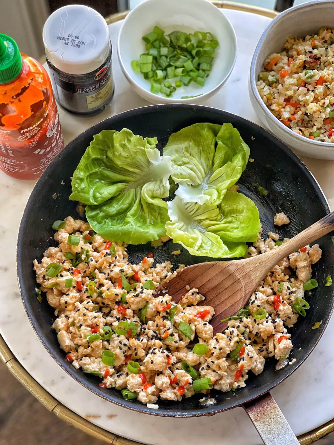 Light Bang Bang Ground Chicken Skillet - Sweet Savory and Steph