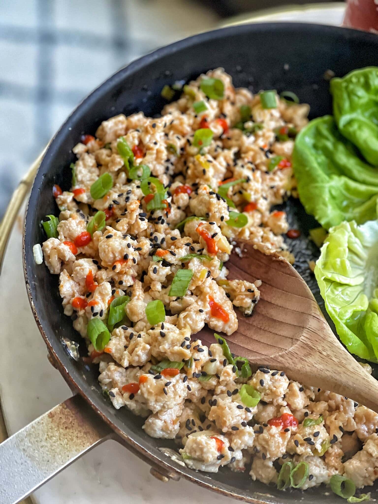 Light Bang Bang Ground Chicken Skillet - Sweet Savory and Steph