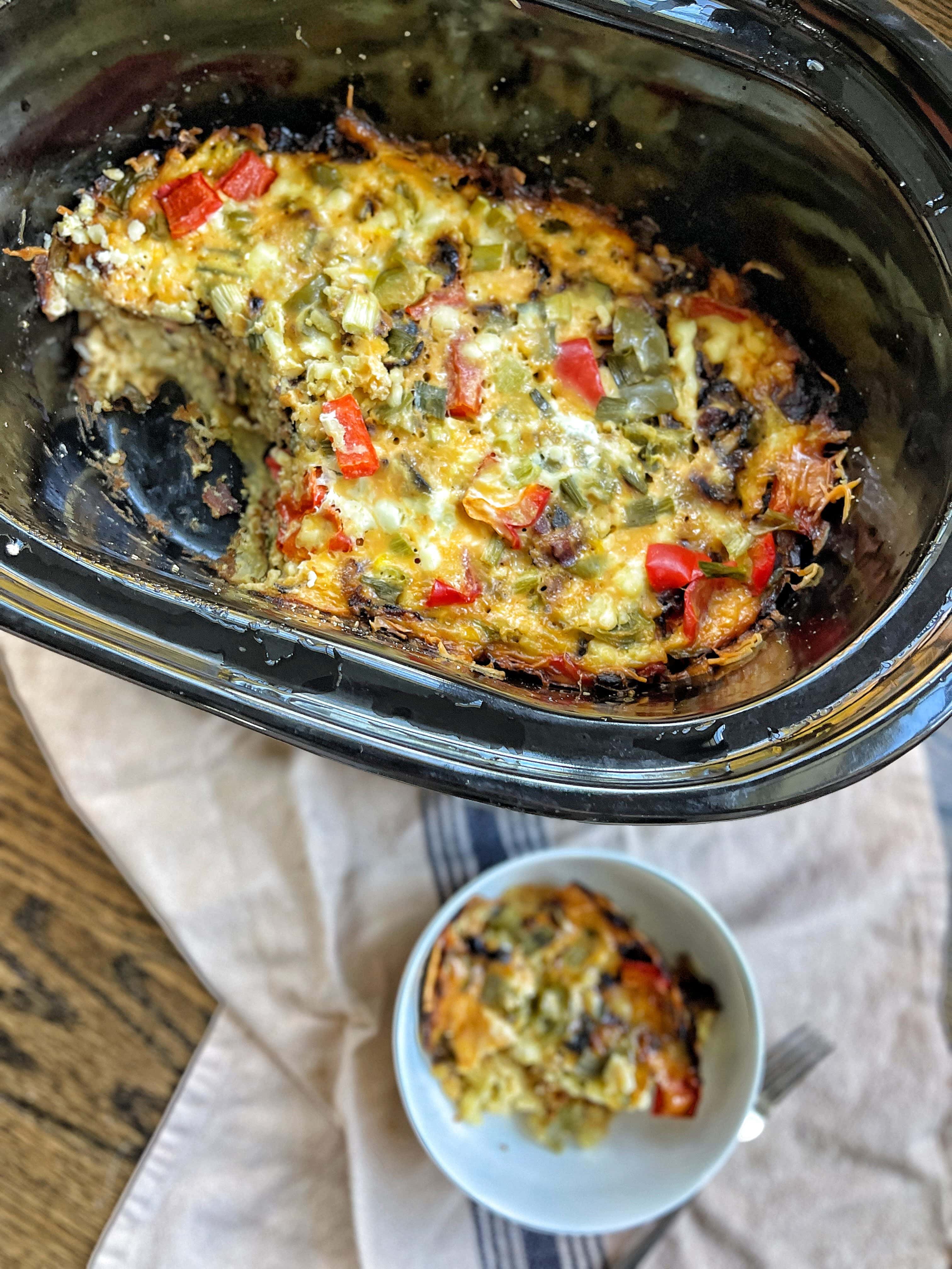 Healthy Slow Cooker Breakfast Casserole - Sweet Savory and Steph