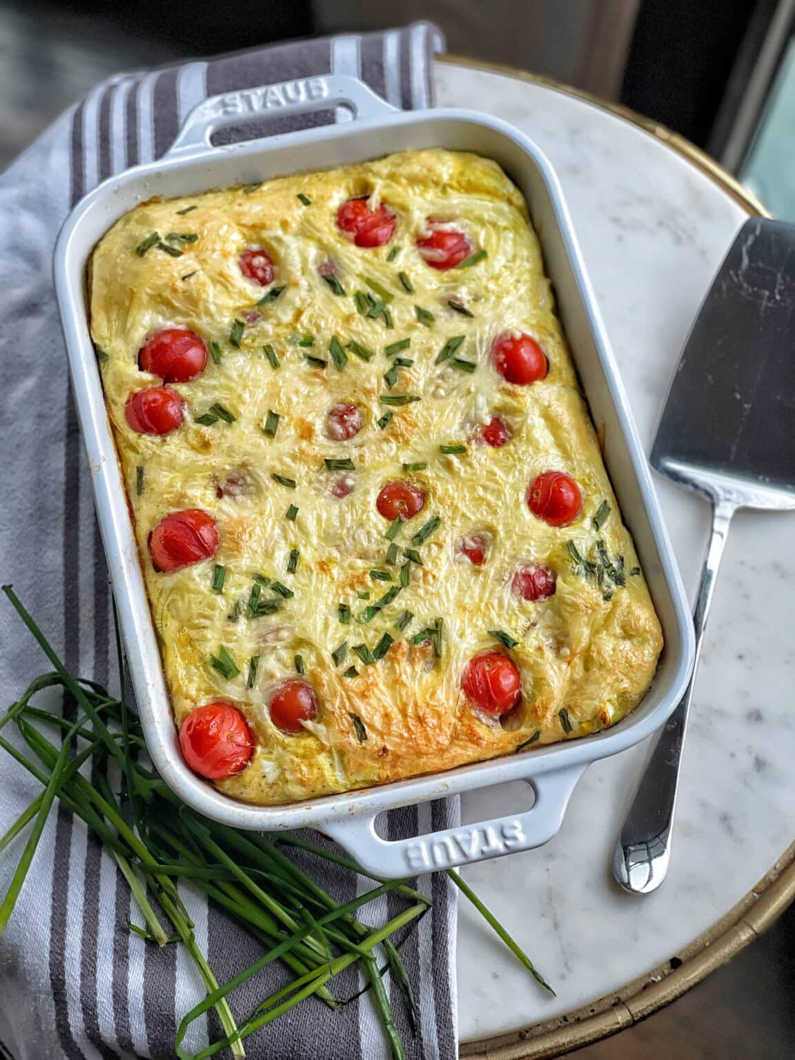 Lightened Up Quiche with Potato Crust - Sweet Savory and Steph