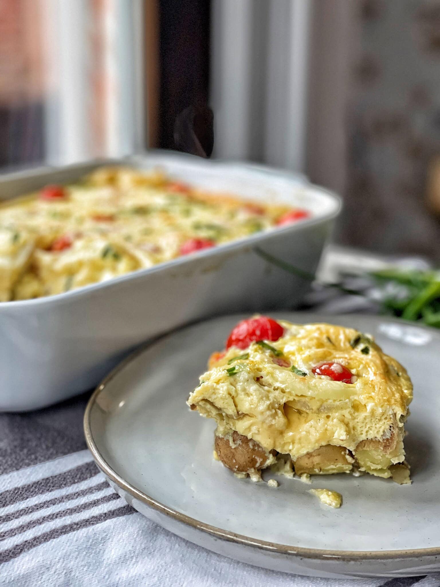 Lightened Up Quiche with Potato Crust - Sweet Savory and Steph