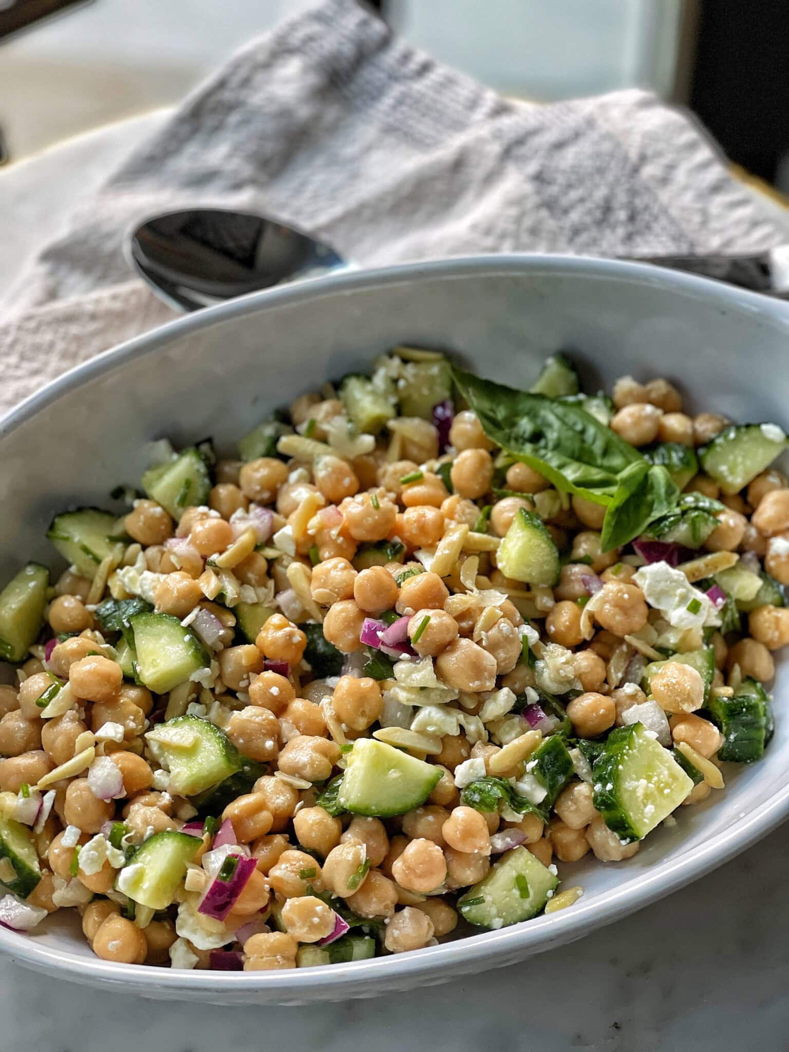 Healthy Herby Chickpea Cucumber Salad - Sweet Savory and Steph