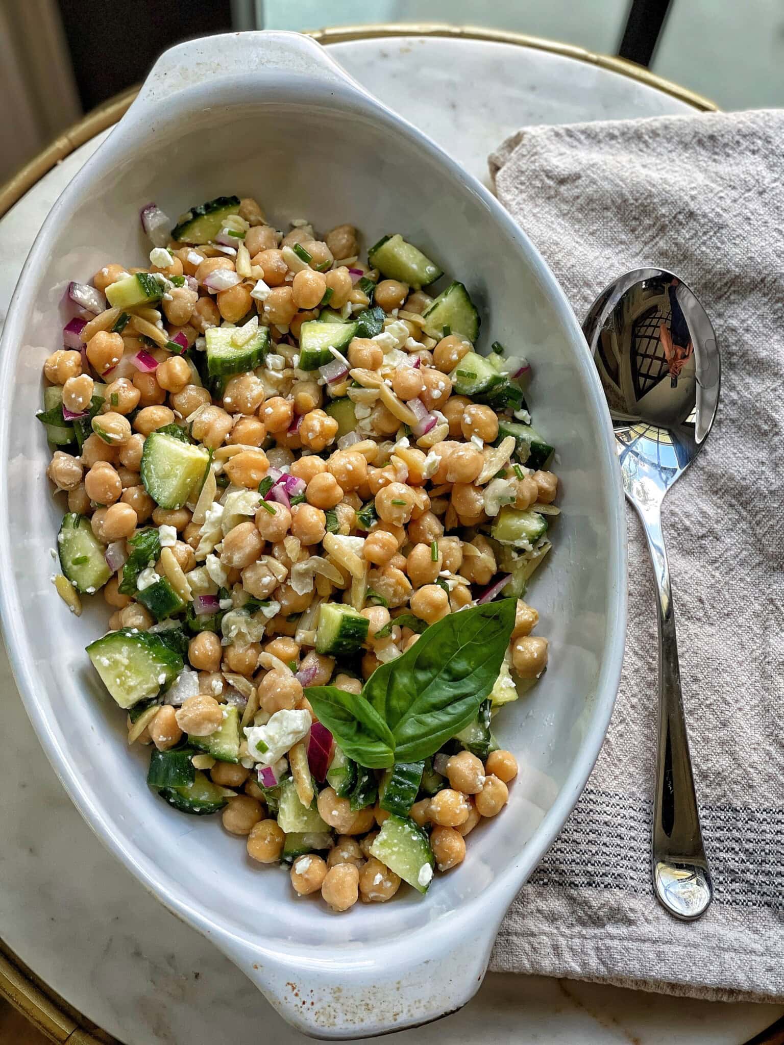 Healthy Herby Chickpea Cucumber Salad - Sweet Savory and Steph