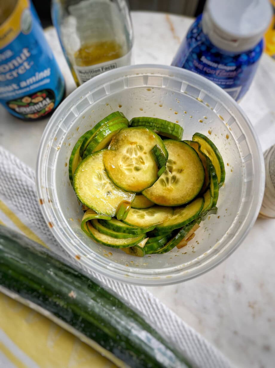 Lighter Asian Inspired Cucumber Salad - Sweet Savory and Steph